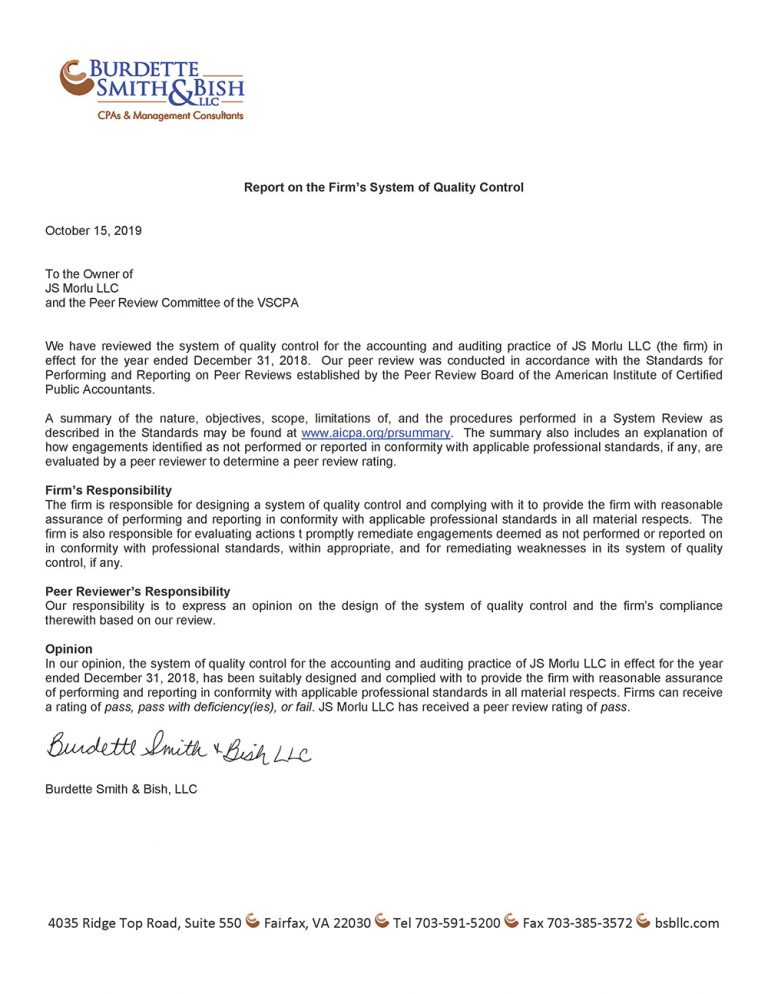 CPA Peer Review - Best Tax Accountant in Woodbridge, VA | JS Morlu LLC